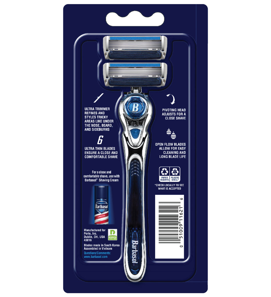 Barbasol Ultra 6 Plus | Shaving Razor, Shave System, Handle for Men